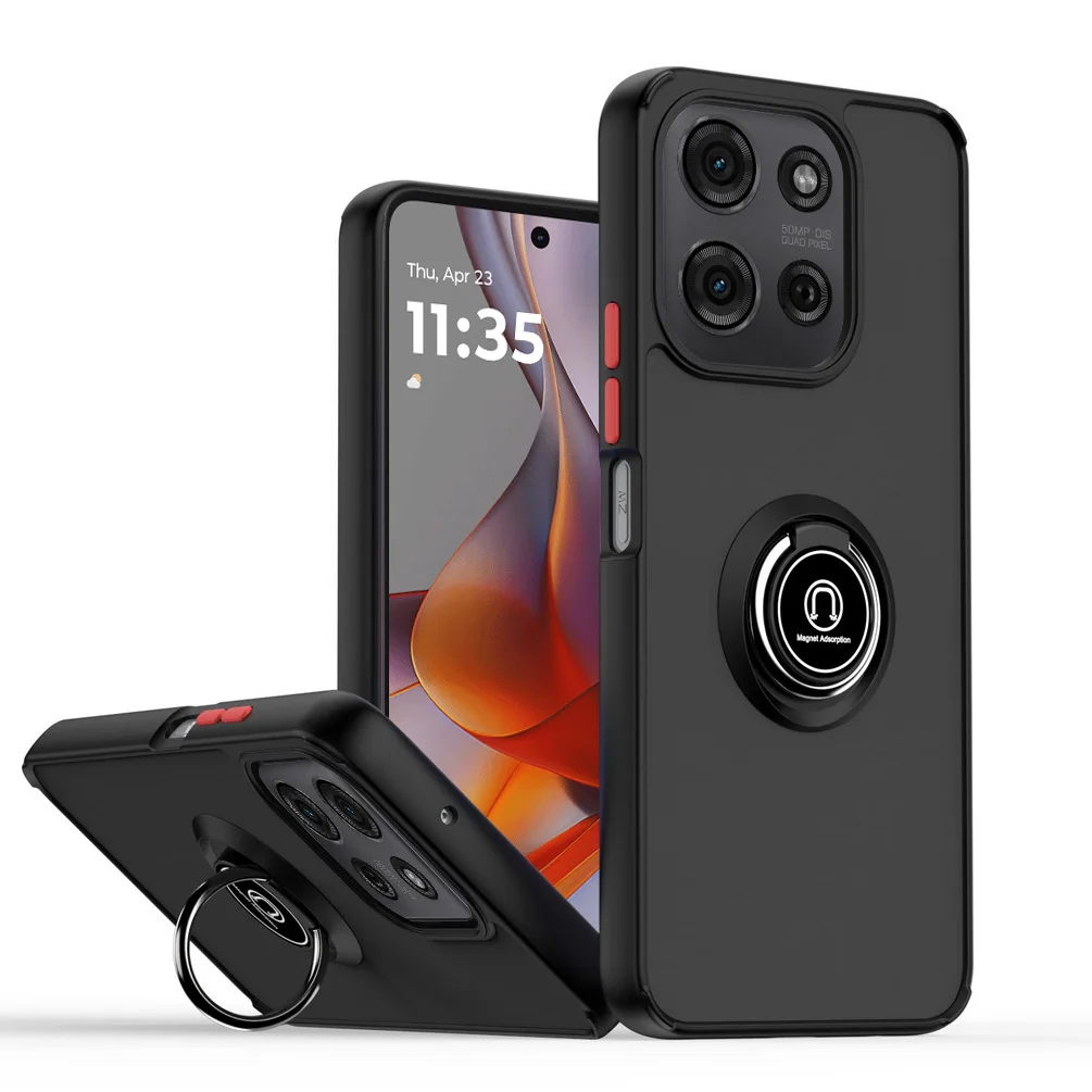 Rotatable Bracket Case with Finger Ring Cover for Moto G24 Power (Black ...