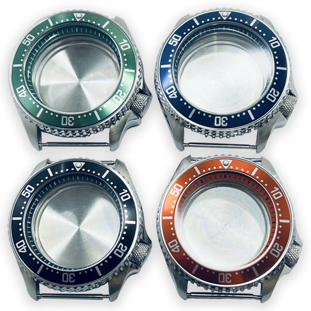 42mm-Silver-Stainless-Steel-Watch-Case-Black-Blue-Green-Orange-Ring-Fit ...