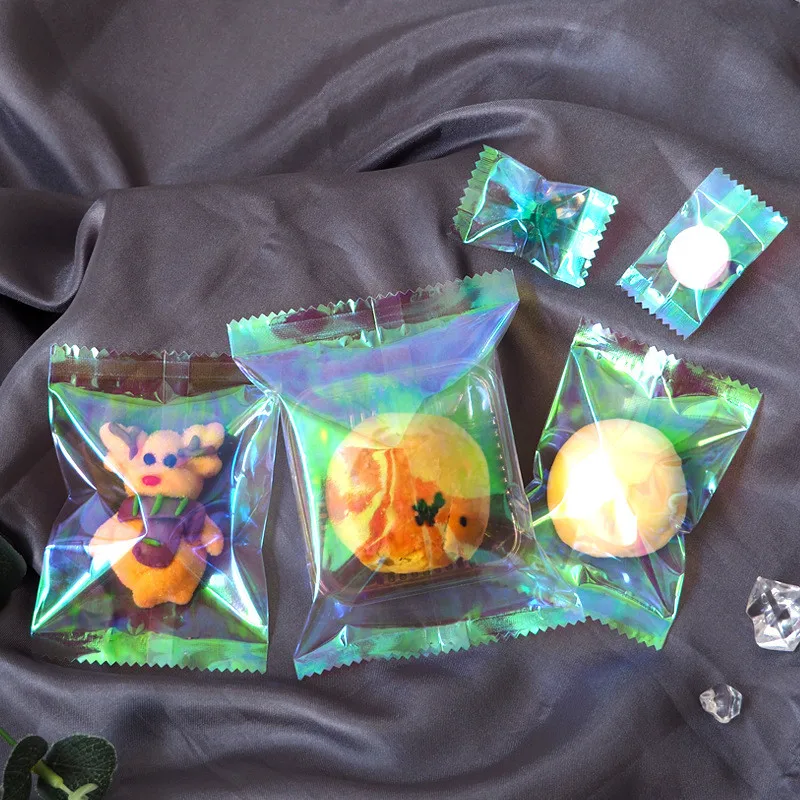 100Pcs-Rainbow-Transparent-Laser-Flat-Pocket-Candy-Biscuit-Baking ...