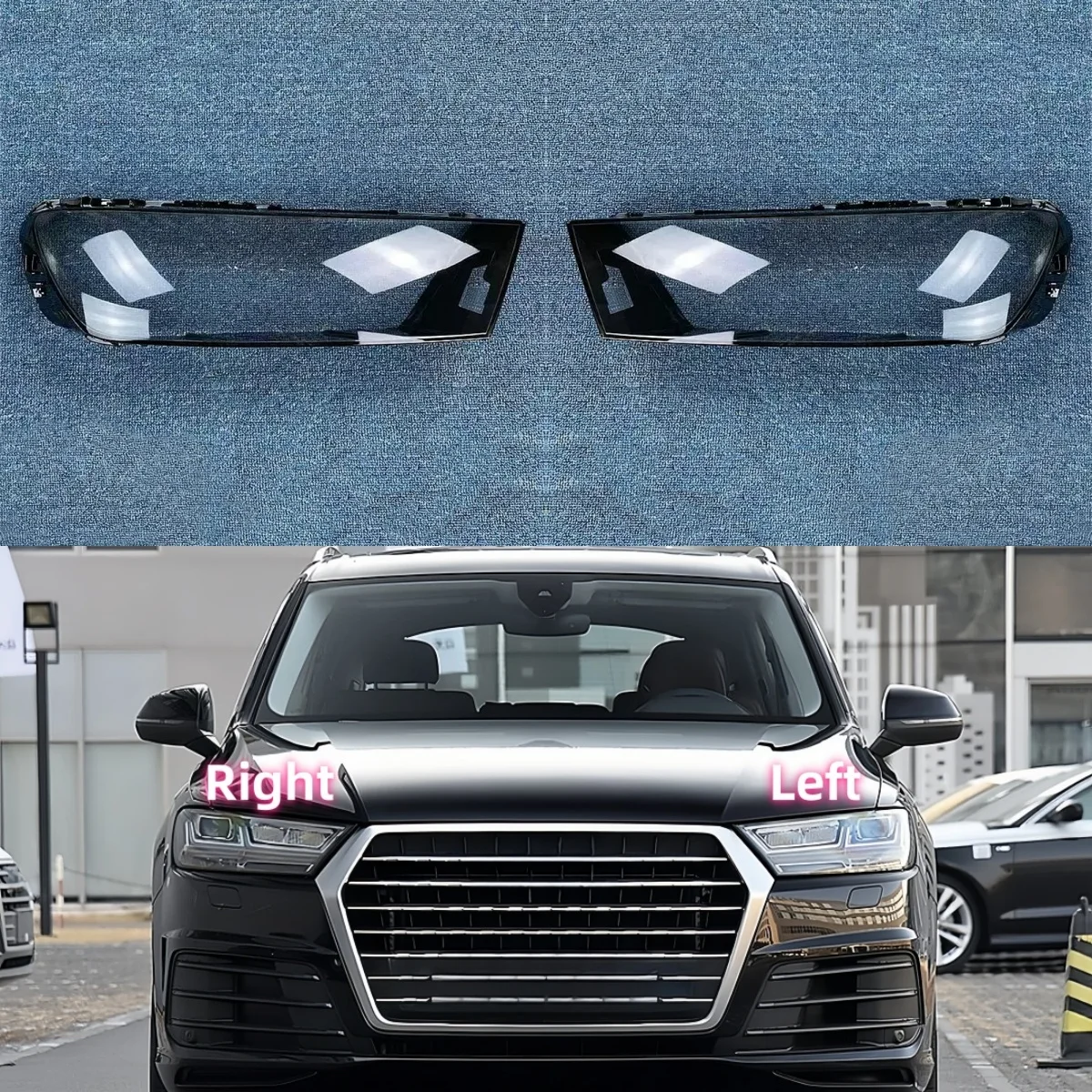 For Audi Q7 2016 2017 2018 2019 Front Headlamp Cover Transparent Mask ...