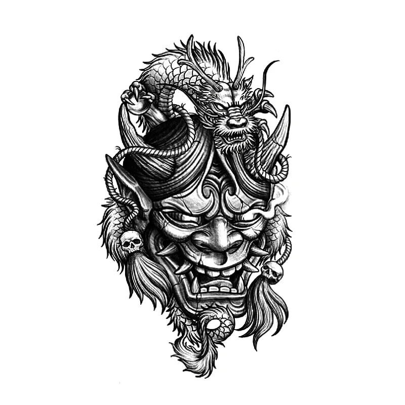 Japanese Dragon Mask Tattoos