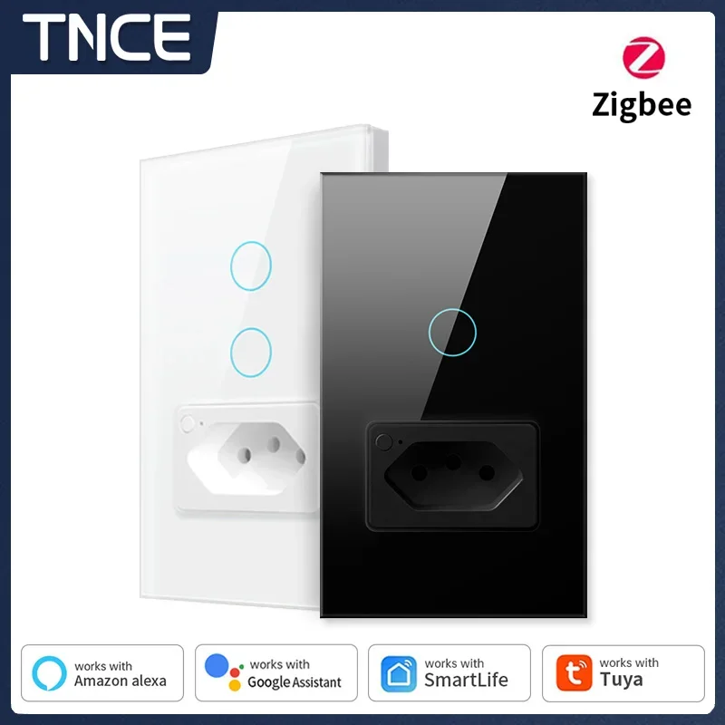 TNCE-Tuya-Brazil-Zigbee-Smart-Wall-Switch-With-Socket-16A-20A-1-2gang ...