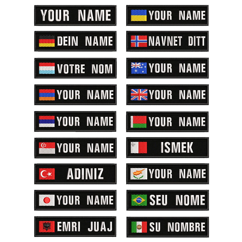1PC 10cmX2.5cm Custom Name Flag Patch Stripes Badge Iron On Or Hook ...