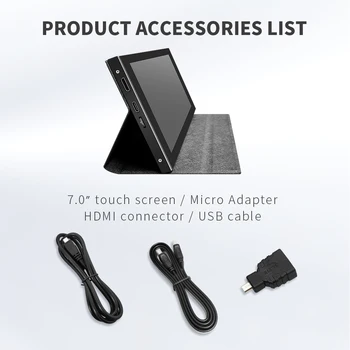 7 인치 터치 스크린 IPS 라즈베리 파이 1024x600 HD LCD HDMI 호환 디스플레이 및 거치대, RPI 4B 3B ...