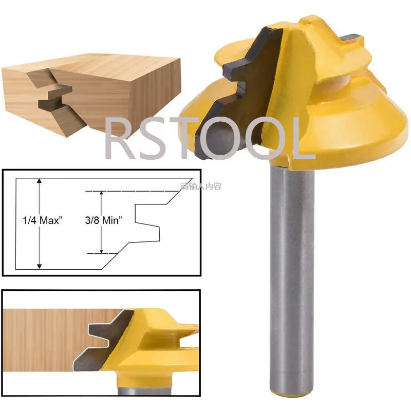 45-Degree-1-4-Inch-1-3-8-Shank-Lock-Miter-Router-Bit-Tenon-Milling ...