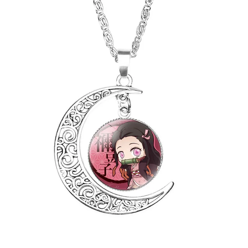 Demon Slayer Moon Shape Necklace Anime Figure Nezuko Zenitsu Tanjirou ...