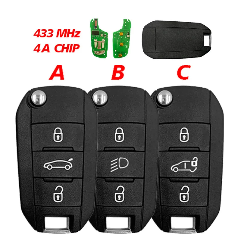 Benma-control-key-with-Chip-4A-433Mhz-Key-Fob-3-buttons-HU83-Blade-for ...