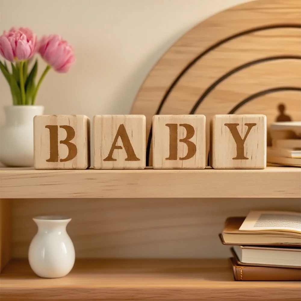 4Pcs Wooden Letter Blocks Baby Birthday Baby Shower Gift Alphabet ...