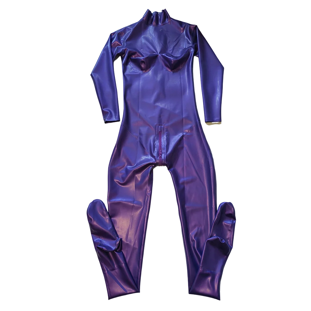 Sexy-Metallic-Purple-Women-Men-Latex-Gummi-Catsuit-Rubber-Overall ...