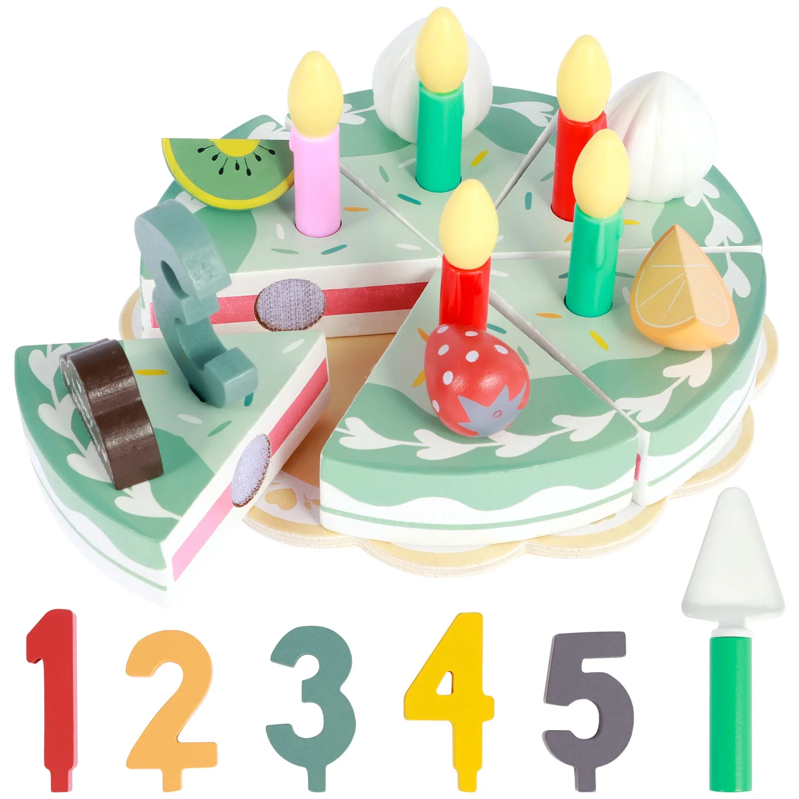 24Pcs-Wooden-Birthday-Cake-Toy-Pretend-Play-Birthday-Cake-Cutting-Toy ...