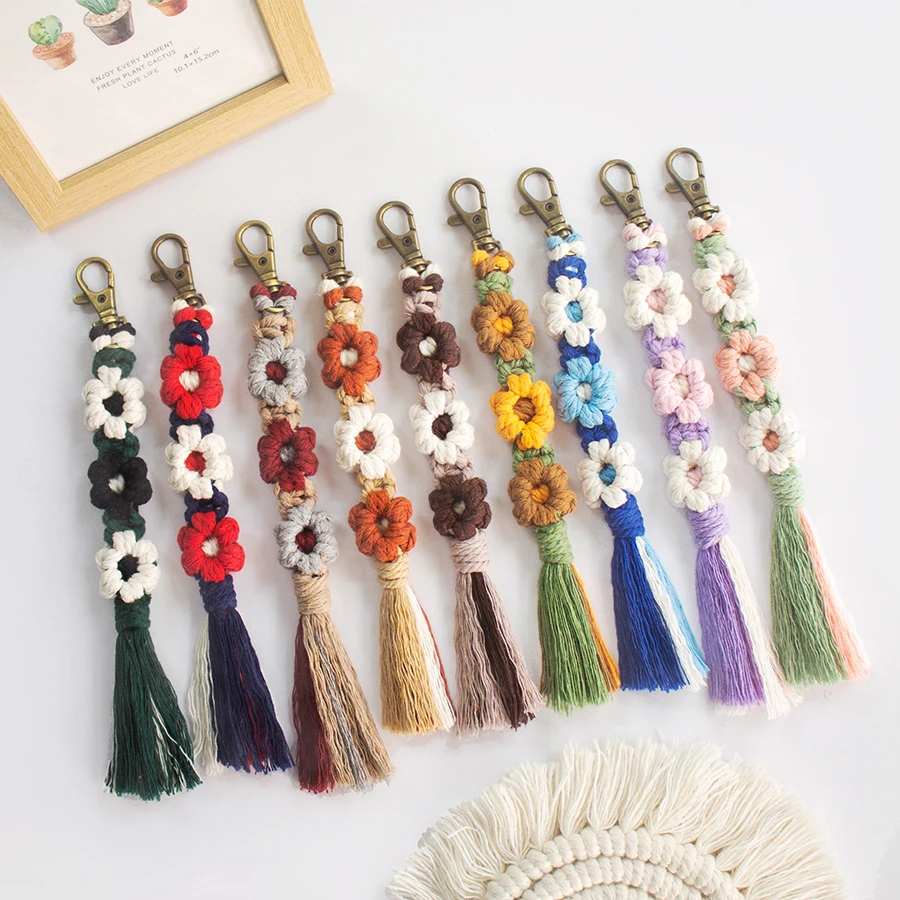 DIY Little Daisy Keychain Macrame Kit With Tutorial For Beginner ...