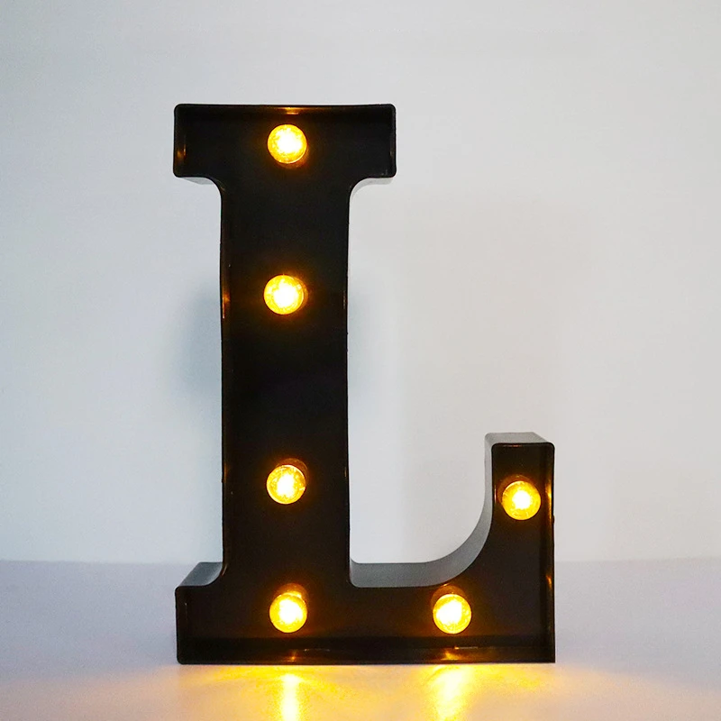 Letras de 22 cm con luz LED, letras del alfabeto negras, números, luz ...