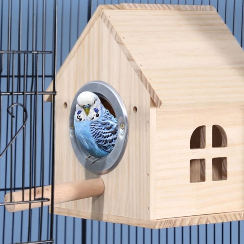 Bird Breeding Box Hanging Wood Nest Parrot House Cage Mating Box for ...