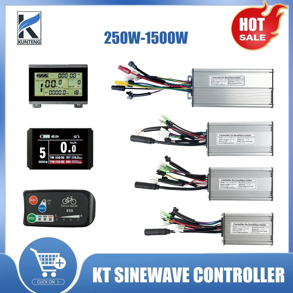 Electric Bicycle KT Ebike Sinewave Controller 36V48V 15A17A22A25A30A With LCD Display LCD3 LCD4 ...