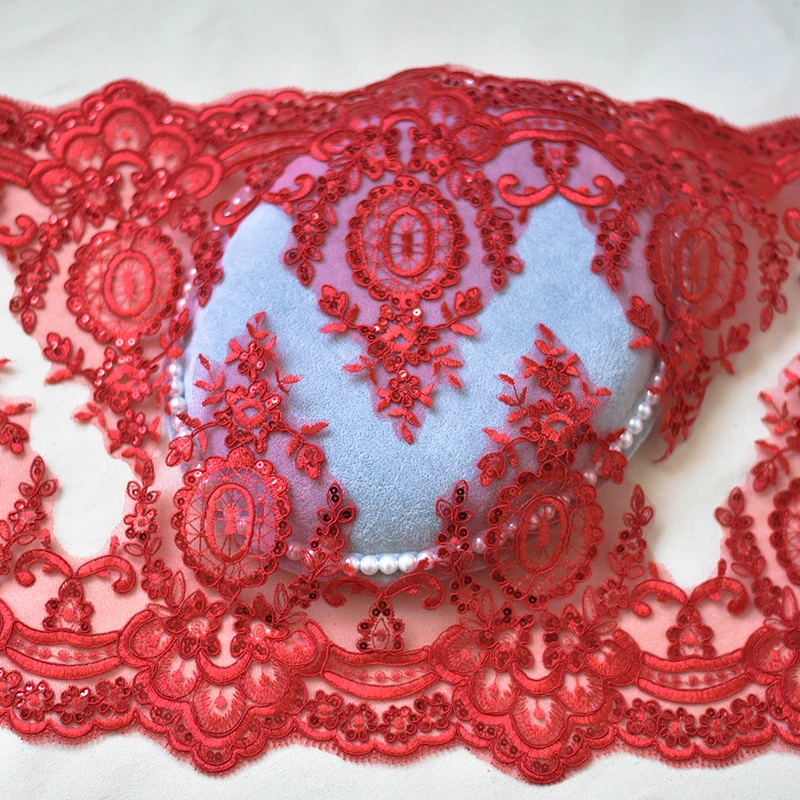 22-5cm-Width-White-Red-Black-Sequin-Cording-Fabric-Flower-Venise-Venice ...