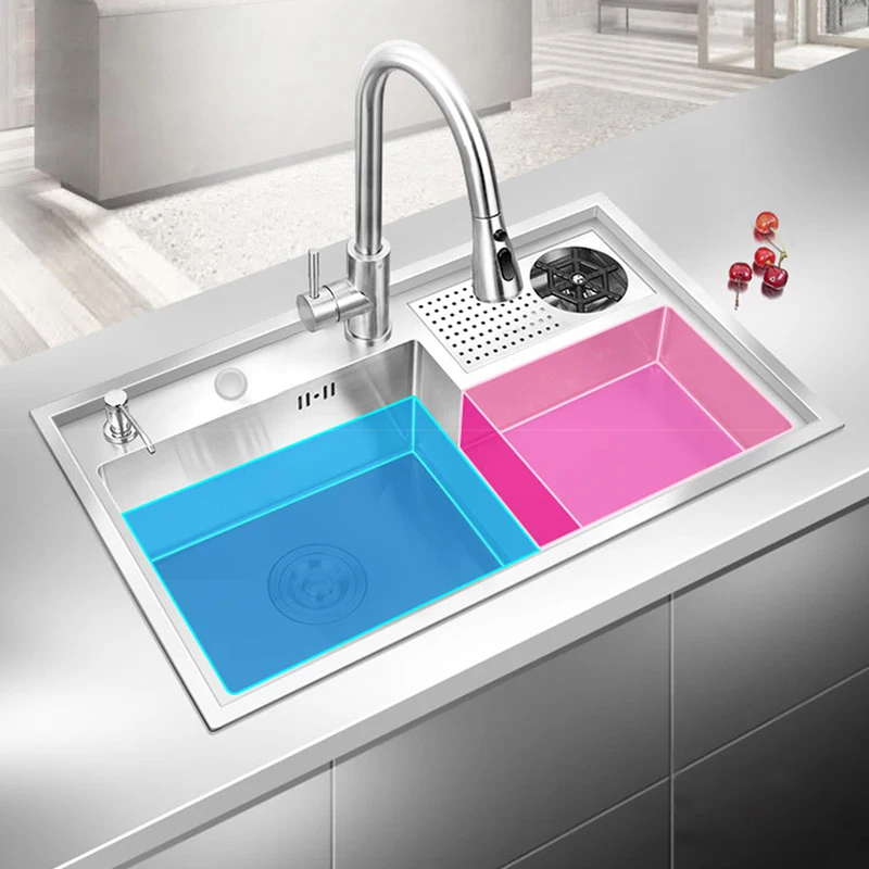 2021 New Cup Rinser Stepped Kitchen Sink 304 Stainless Steel Handmade ...