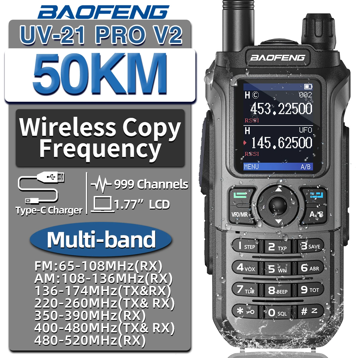 Baofeng-UV-21-pro-v2-drahtlose-Kopier-frequenz-Multiband-leistungs ...
