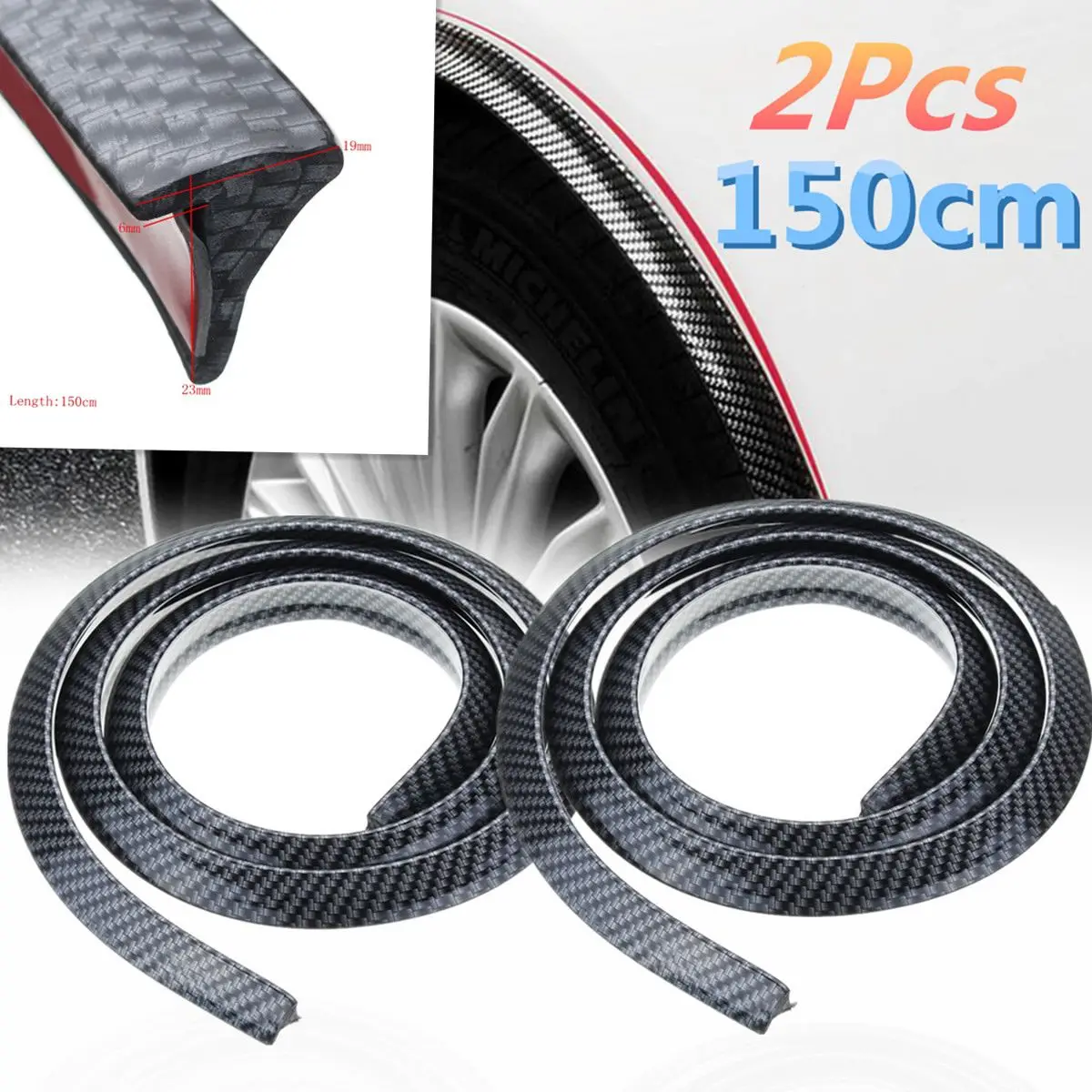 2pcs-150cm-Car-Splash-Guard-Fender-Flare-Extension-Wheel-Eyebrow ...