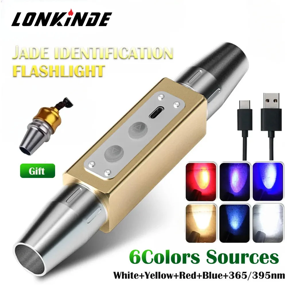 6-Light-Sources-Powerful-Jade-LED-Flashlight-Inspect-USB-Rechargeable ...