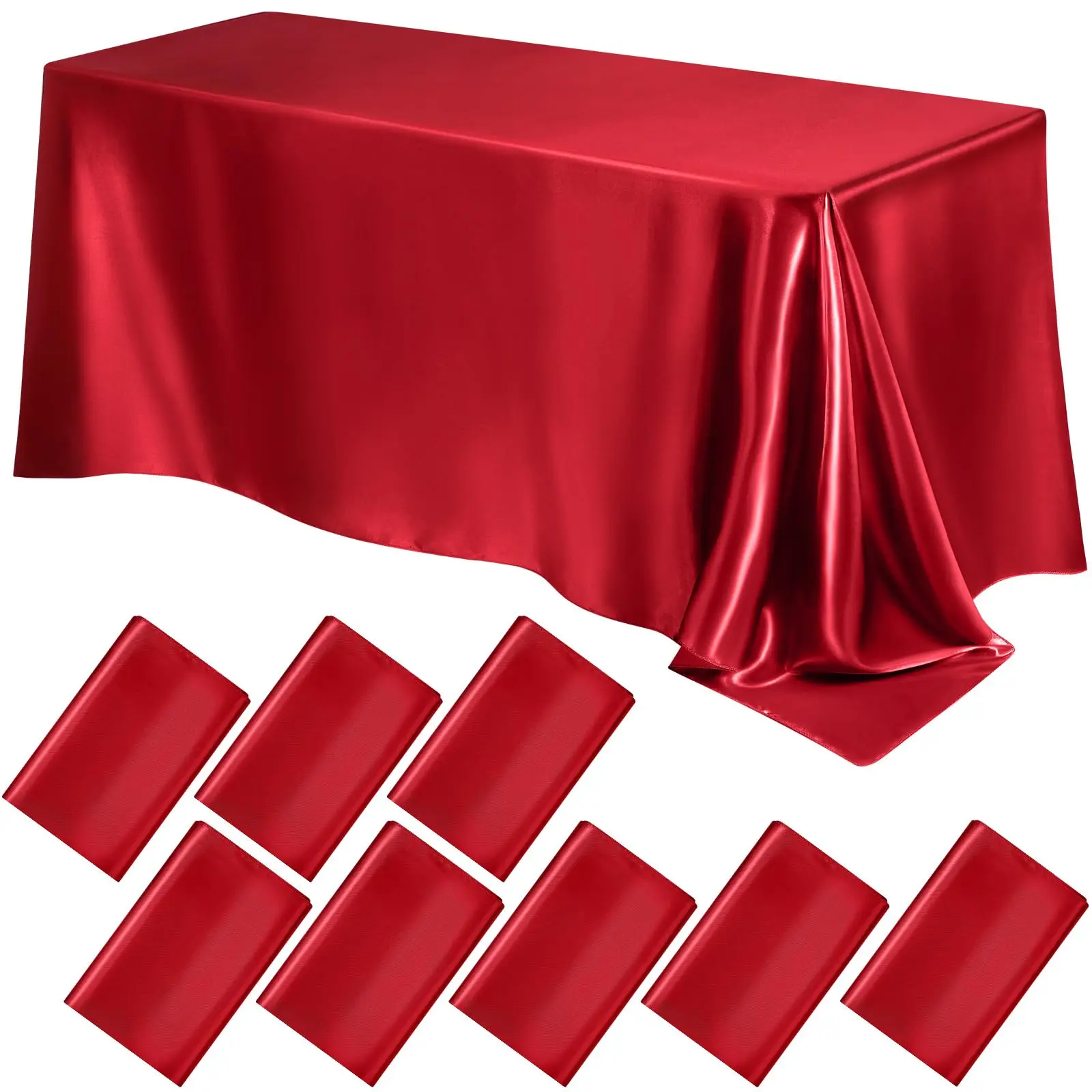 Wine-red-Imitation-Silk-Satin-Wedding-Solid-Color-Rectangular-Banquet ...