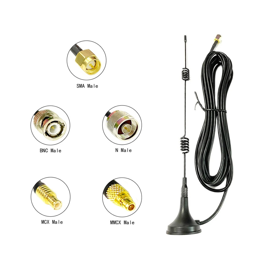 Antena WIFI 2,4 GHz 5dBi SMA/BNC/N/MCX/MMCX, enchufe macho, Cable de 3m, Base magnética ...