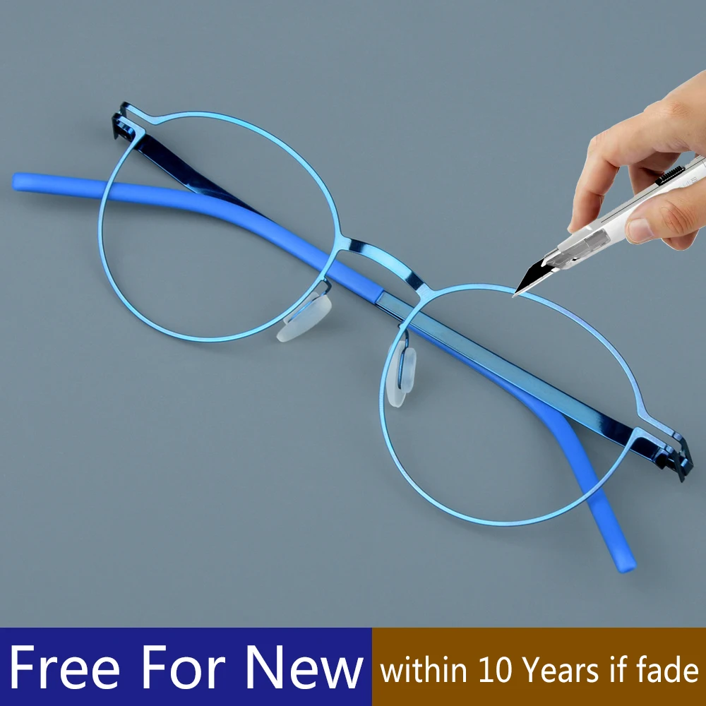 Pure-Handmade-Germany-Screwless-Glasses-Frame-Ultralight-Men-Women-Oval ...