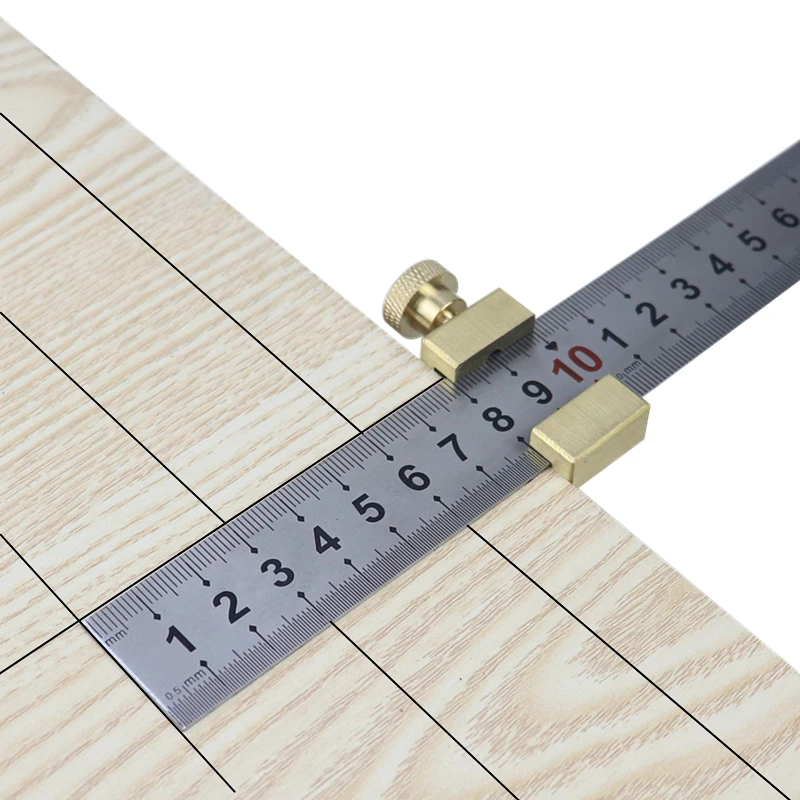 Steel Ruler Positioning Block Brass Angle Scriber Line Marking Gauge ...