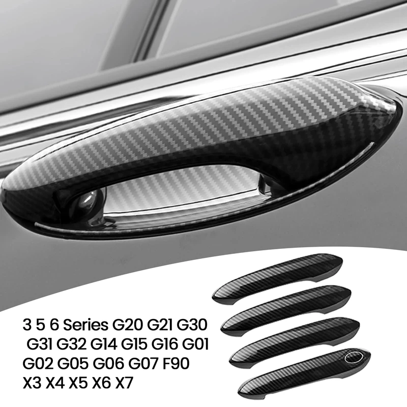 Carbon-Fiber-Outside-Exterior-Door-Handle-Cover-Trim-For-BMW-3-5-6 ...