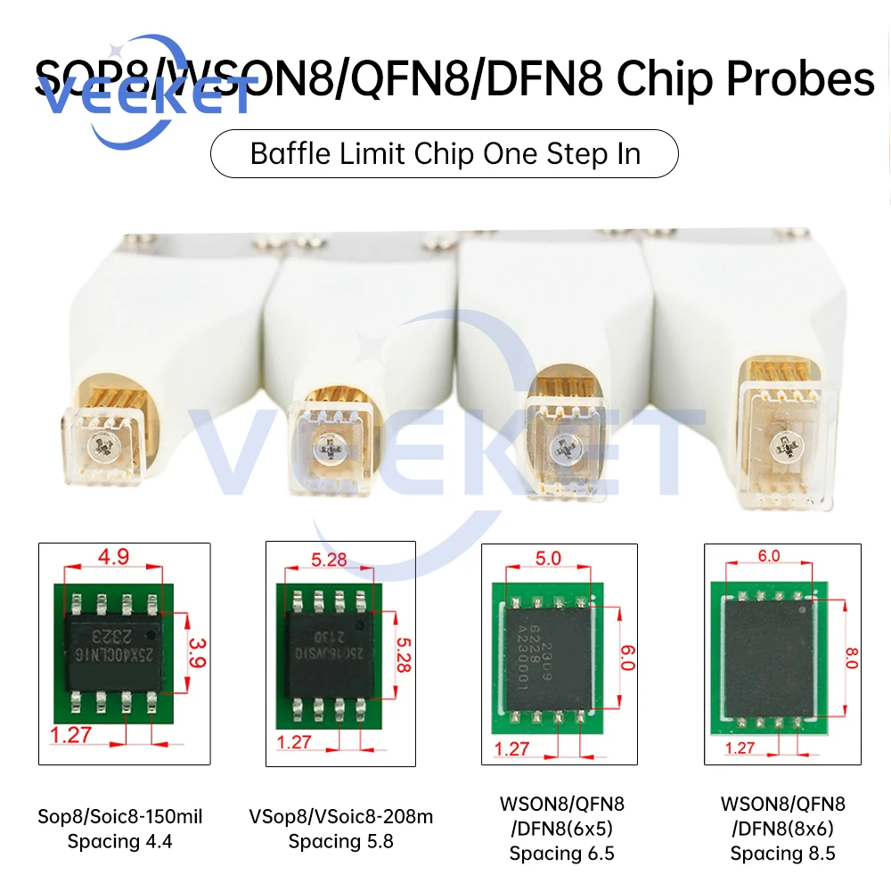 SOP8/WSON8/QDFN8 Microchip SMD Spring Pin Burn-in Read/Write Test Probe ...