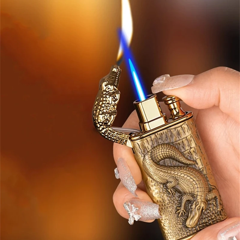 New-Metal-Double-Fire-Crocodile-Head-Lighter-Creative-Relief-Direct ...