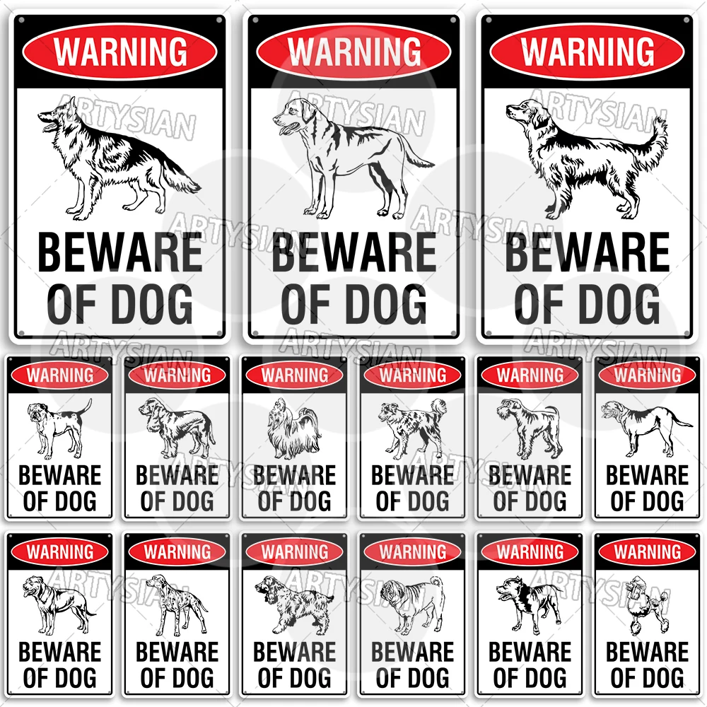 Beware of Dog Metal Sign Rottweiler GSD Golden Beagle Bulldog Pit Bull ...