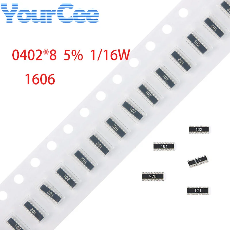 100pcs 1606 0402*8 Network Resistor SMD Array 0~100K 0 10 22 33 47 100 ...