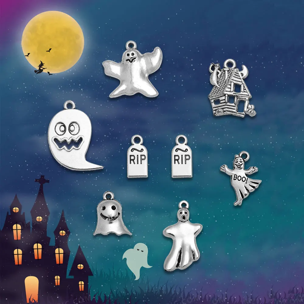Halloween-Charms-Boo-Ghost-Spooky-Rip-Pendants-For-Diy-Jewelry-Making ...