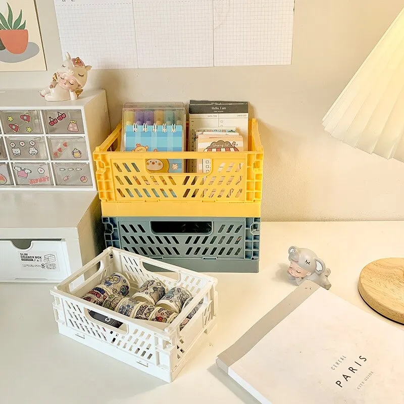 Simple-Table-Top-Folding-Storage-Basket-Decorative-Plastic-Storage-Box ...