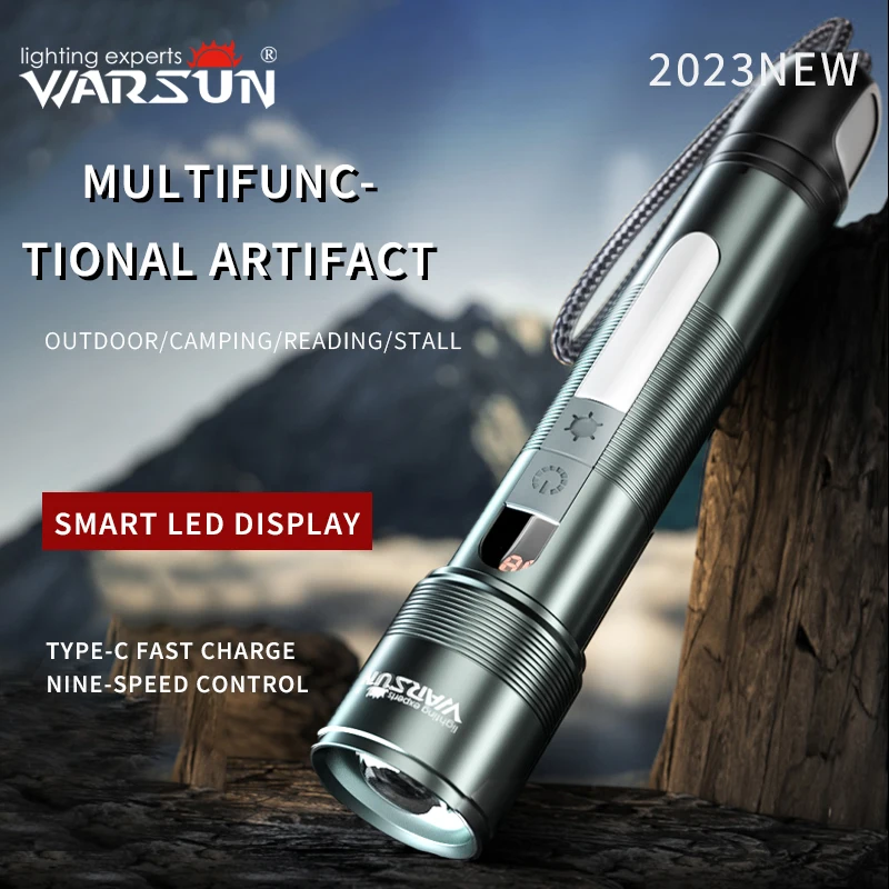 WARSUN-Flashlight-1000-Lm-LED-Battery-Rechargeable-Multifunctional ...