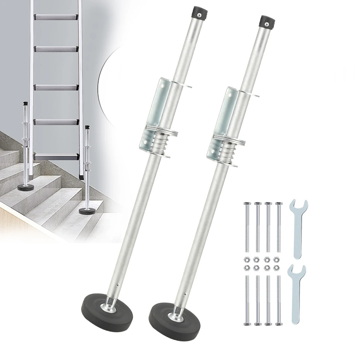 Ladder Leveler Pair with Engraved Anti-Slip Pattern Steel Pole ...