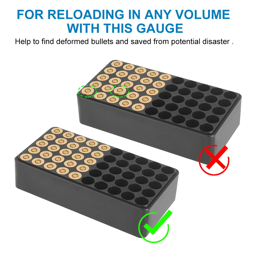 50 Rounds Ammo Case Gauge Caliber 9mm Ammo Chamber Checker Cartridge ...