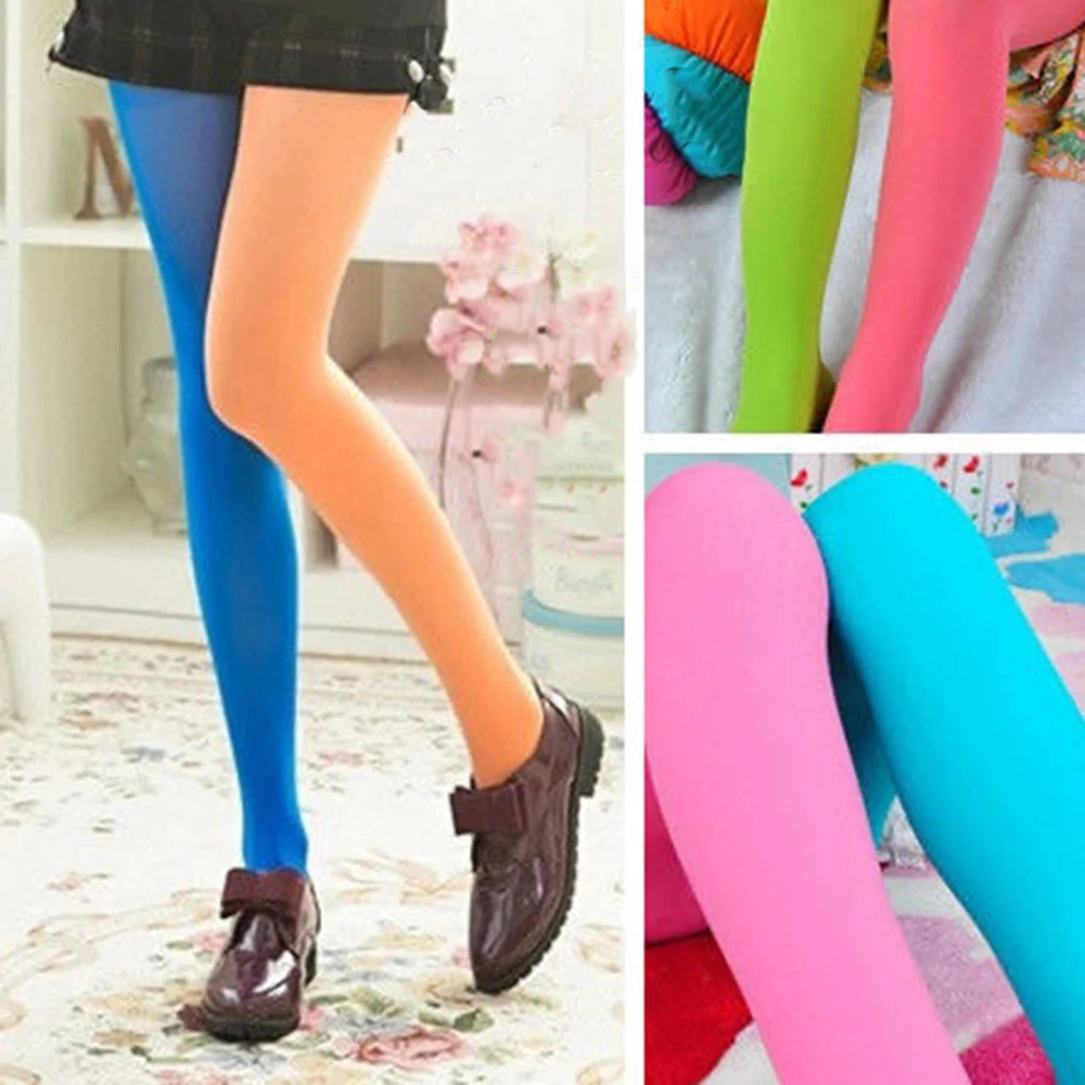 Women-Tights-Patchwork-Double-Colors-Splicing-Tights-Girls-Candy-Color ...