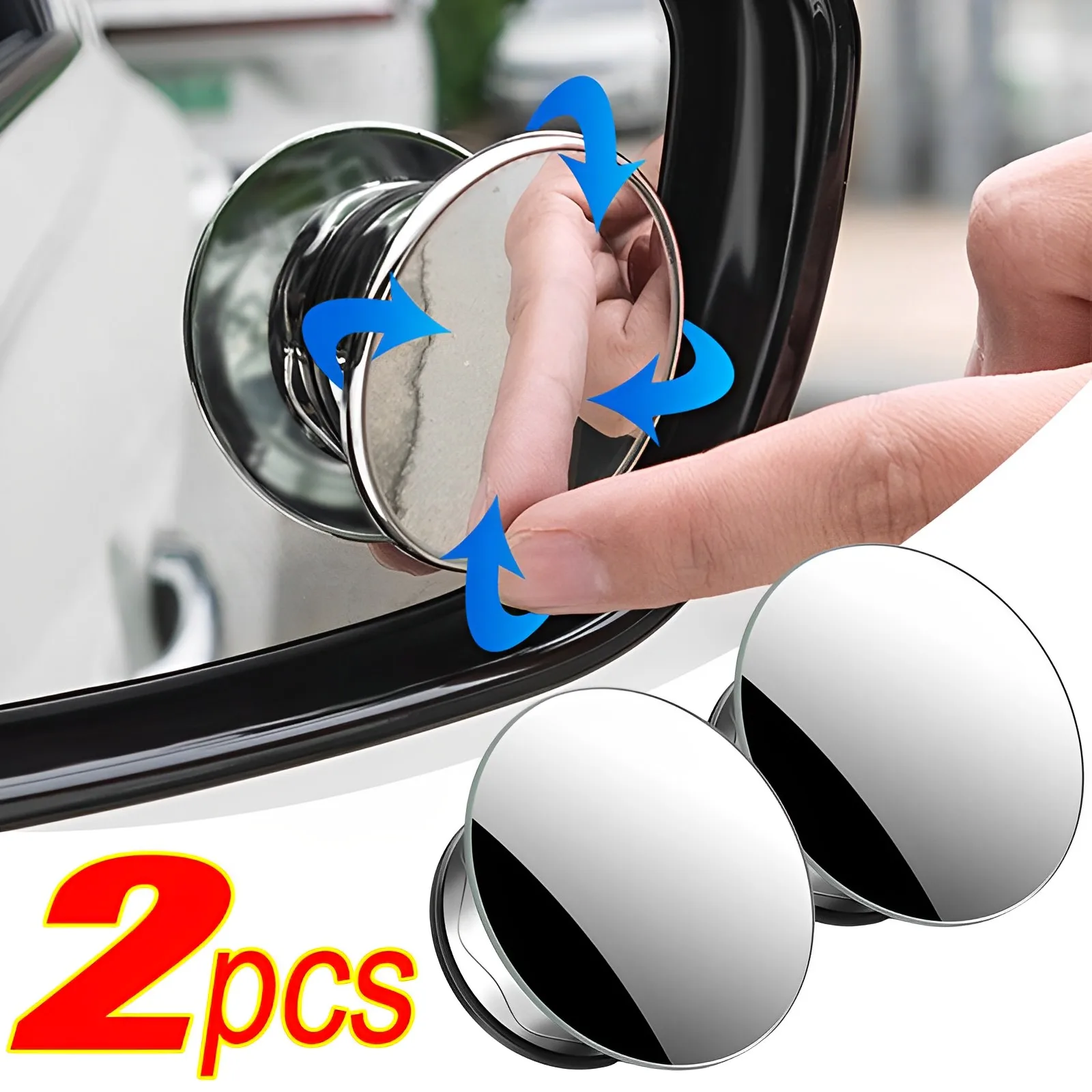 360 Degree Rotating Suction Cup Auxiliary Small Round Mirror Car Wide ...