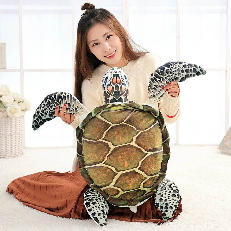 The Lifelike Tortoise Plush Toy Soft Stuffed Sea Animals Pillow Cushion ...