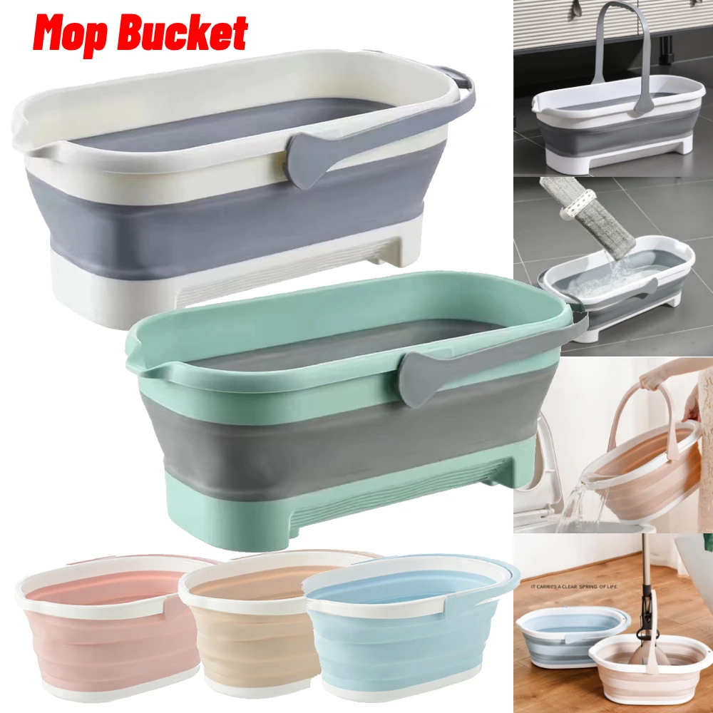 Foldable-Mop-Bucket-Collapsible-Portable-Wash-Basin-Dishpan-With-Handle ...