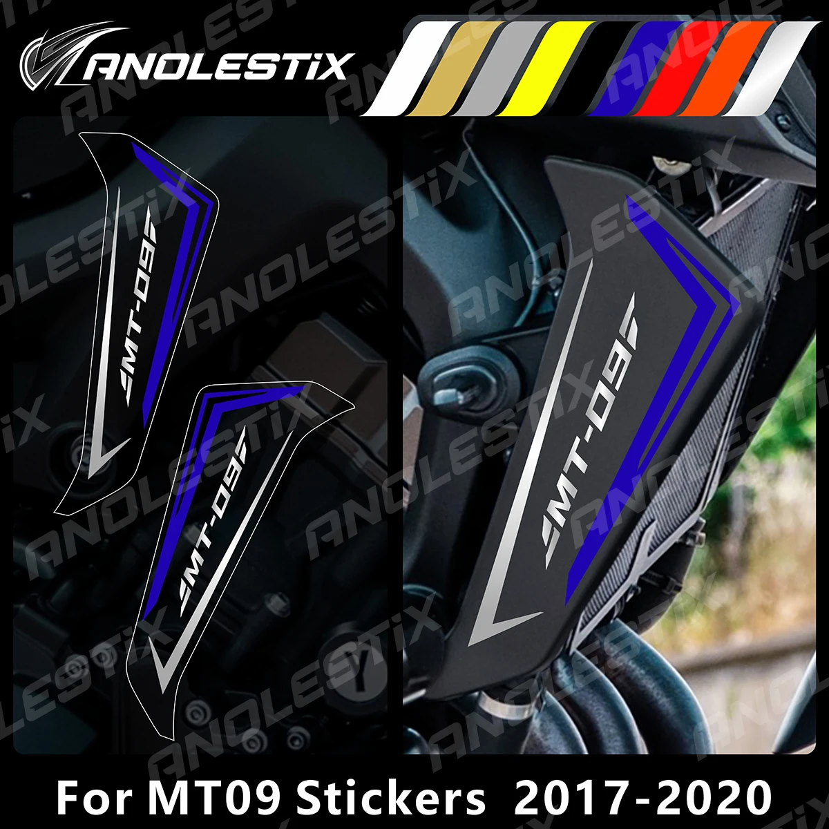 AnoleStix Reflective Motorcycle Stickers Radiator Side Cover Decals Set ...