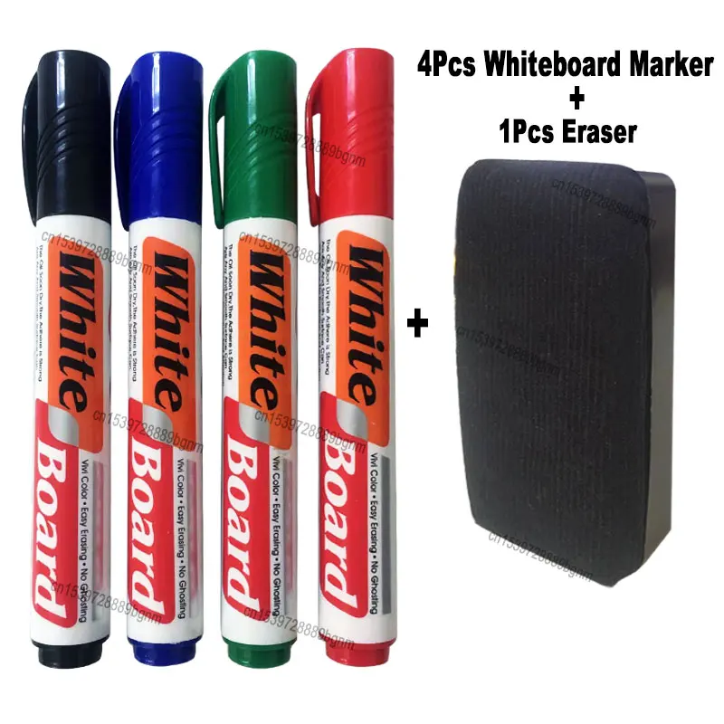 4Pcs Color Erasable Whiteboard Marker Pen With White Board Eraser Wiper ...