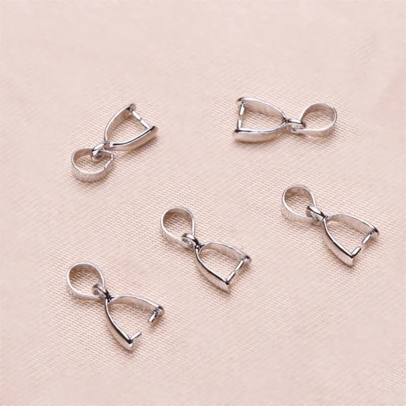 50Pcs/Lot 8X16MM 925 Sterling Silver Bail Connector Bale Pinch Clasp ...