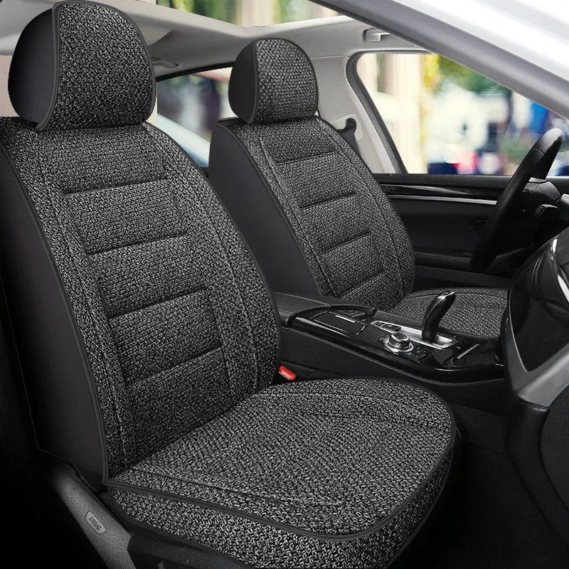 Universal-Four-Seasons-Linen-Fabric-Car-Seat-Cover-Breathable-Front ...