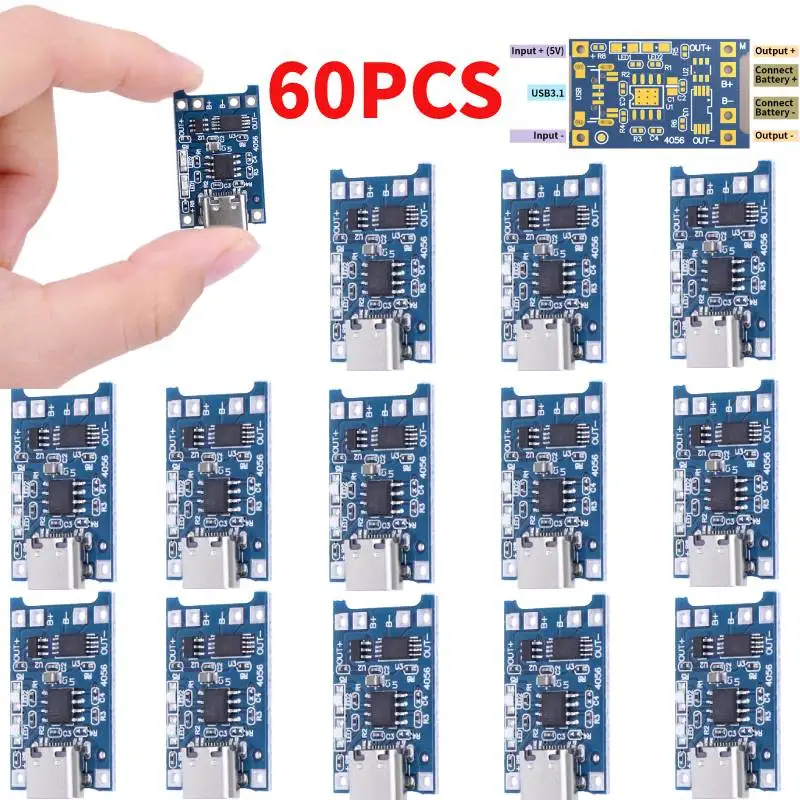 60-30PCS-TP4056-Lithium-Battery-Charger-Module-1A-Portable-Battery ...