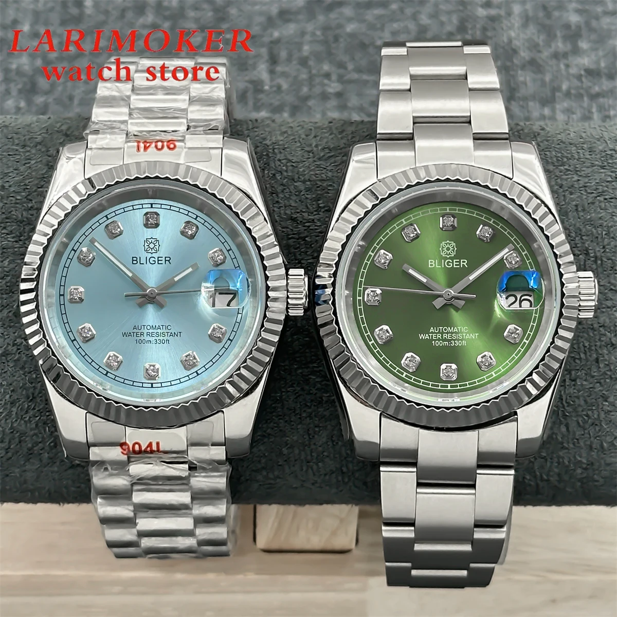 BLIGER-36mm-39mm-Men-s-watch-slot-Sunburst-Powder-dial-Diamond-Index ...