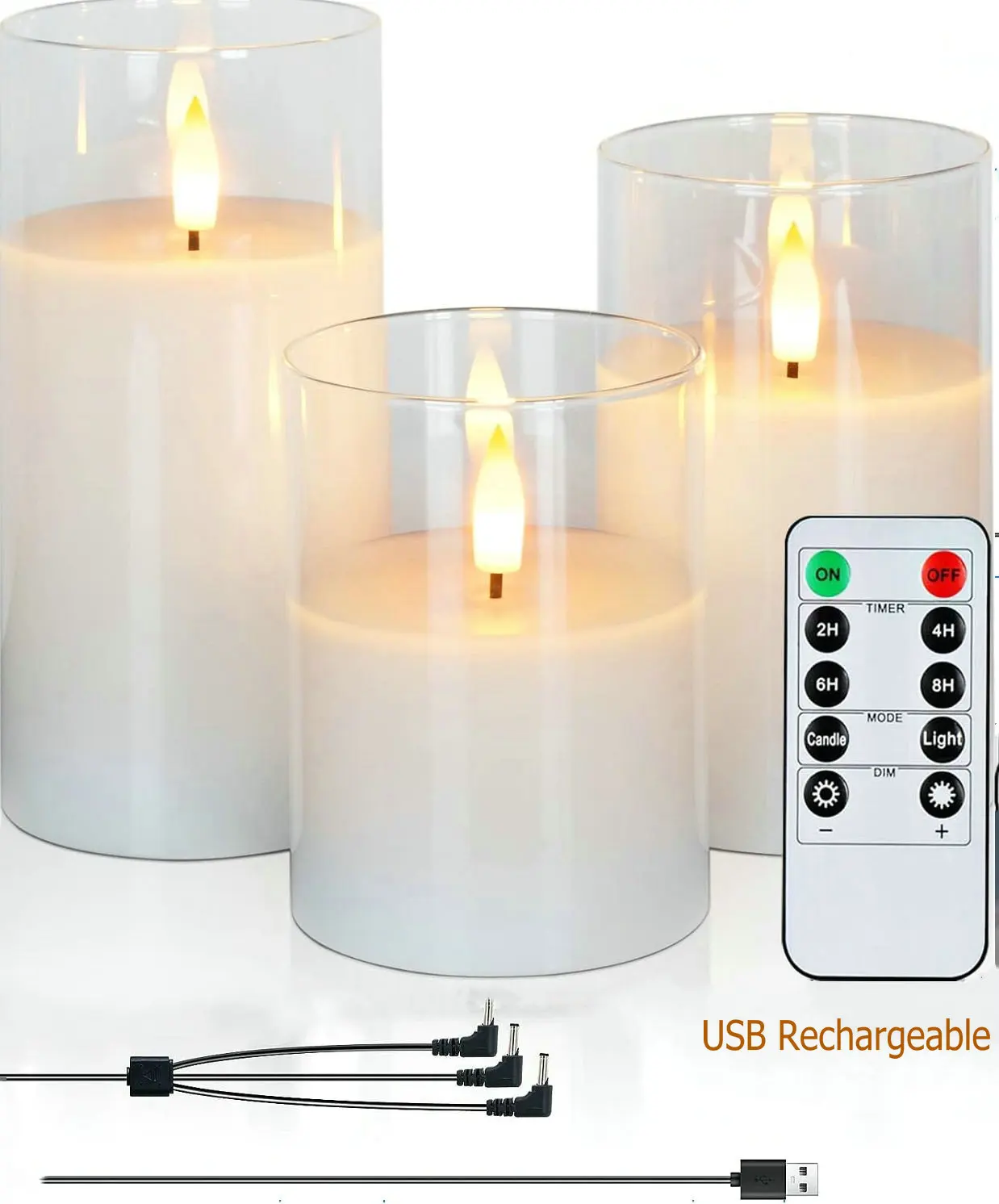 USB-Rechargeable-Electric-Pillar-Candles-Flameless-Remote-controlled-w ...