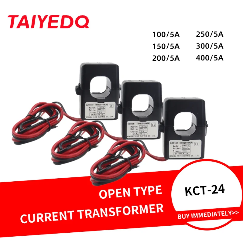 3PCS KCT24 Split Core Current Transformer AC Current Sensor Window Size 24mm Clamp On CT