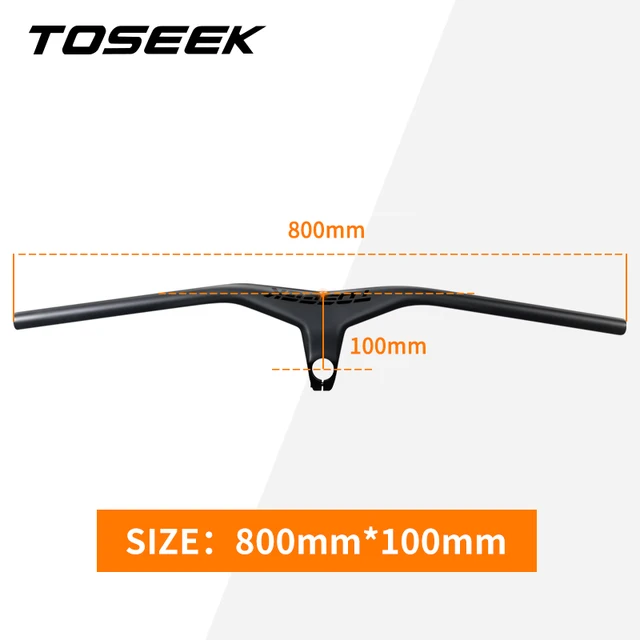 TOSEEK 산악 자전거용 탄소 Mtb 핸들바 및 스템 통합 핸들바, 자전거 부품, 28.6mm -17 °, 660 ~ 800-70mm, 80mm, 90mm, 100mm